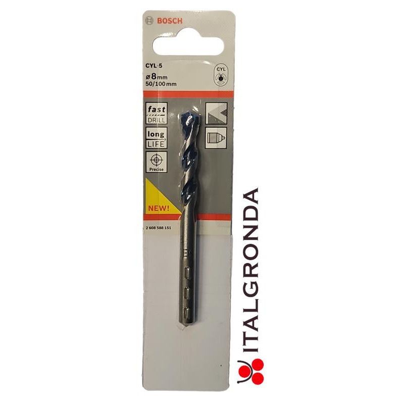 PUNTA WIDIA Ø8X100 CYL-5 BLU-GRANITE BOSCH