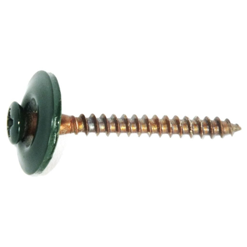 VITE INOX A2 COL. VERDE MUSC. Ø4,5X45 RAL 6005 C/ROND Ø20 E GUARNIZ.